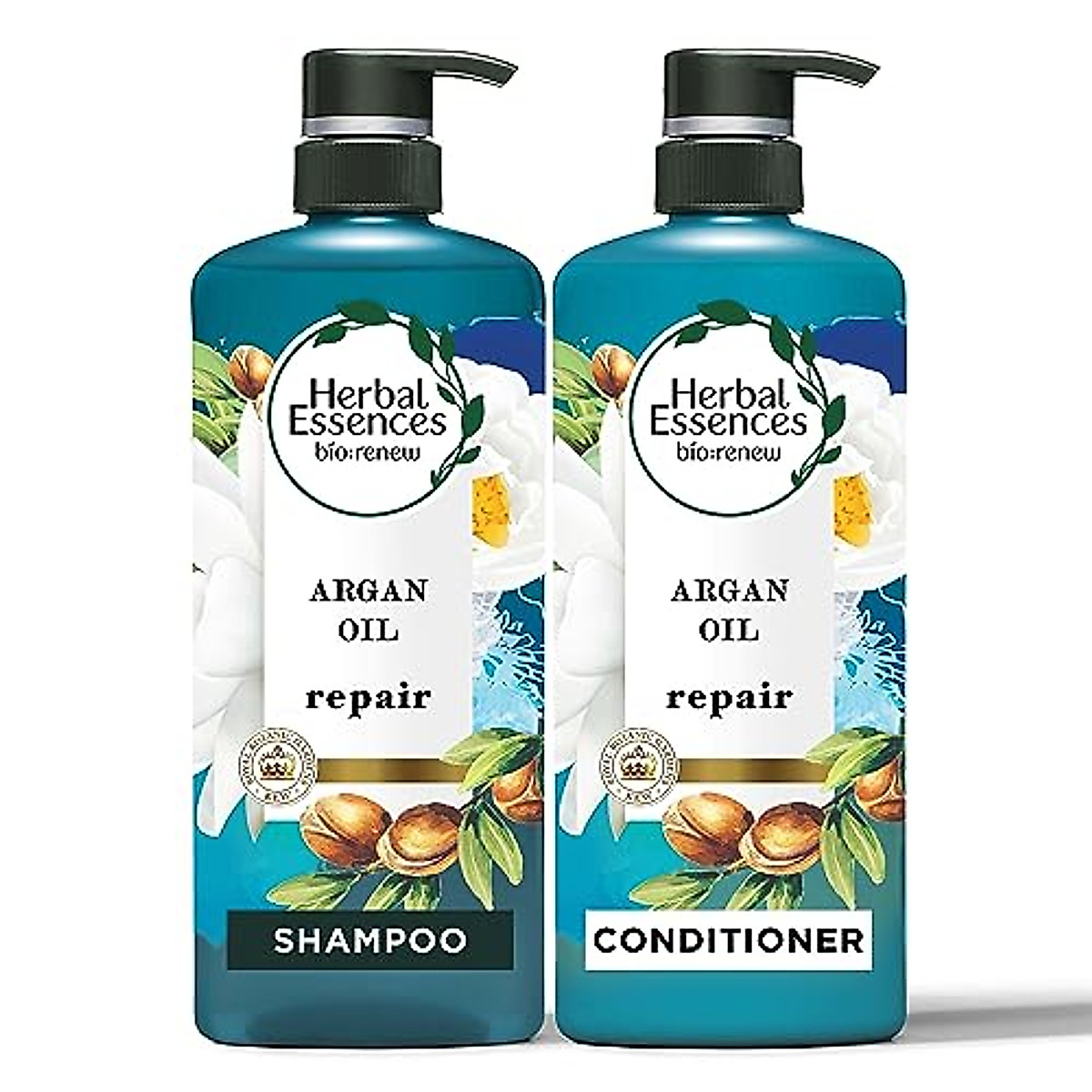 Herbal Essences Shampoo and Conditioner Set Repairing Argan Oil of Morocco with Natural Source Ingredients, Color Safe, BioRenew, 20.2 Fl Oz, 2 Count