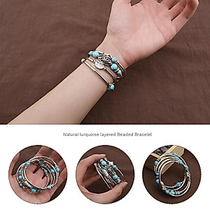 Micro Traders Layered Bohemian Bracelets Turquoise Beaded Chakra Green