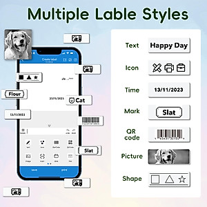 eWonLife Mini Printer, Wireless Portable Sticker Printer Therma Bluetooth Small Pocket Inkless Printer with 3 Different Rolls Paper for DIY, School Notes, Pictures, Memo, Label Makers for Home