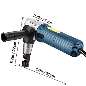 VEVOR Electric Metal Nibbler 625W Nibbler Metal Cutter 1000RPM High Speed Rotor 0.16in/4mm Metal Nibbler 110V w Replaced Blades Storage Case Sheet Metal Nibbler for Cutting Stainless Steel, Aluminium