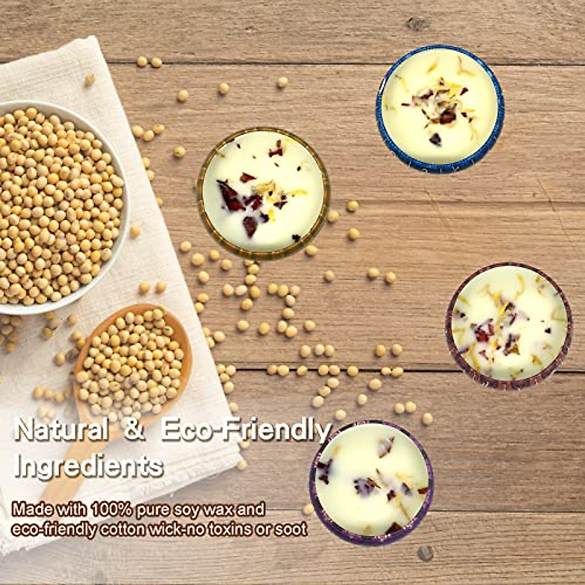 Orentas, Scented Candles Gift Set, Pure Natural Soybean for Aromatherapy Wax,Travel Tin Candles for Home Meditation, 4 Packs, 4.4oz (Chamomile/Vanilla/Lemongrass/Rose), Mother Day's Gift