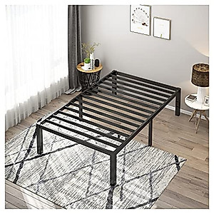 MAF Twin Bed Frames 14 Inch Metal Platform BedFrame with Black Heavy Duty Steel Slat Support Noise Free Twin-Bed-Frame, No Box Spring Needed
