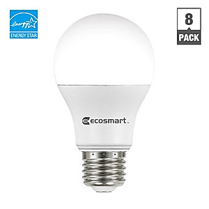 Ecosmart 8 Pack LED A19 Light bulb, Soft White , 60w Equivalent (A19 Daylight)