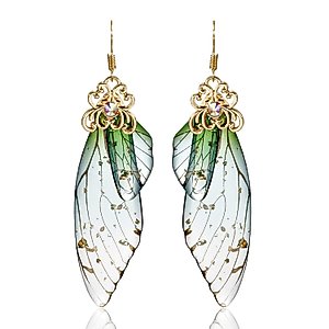 BELLA-Bee Butterfly Wing Drop Dangle Earrings Gold Plated Crystal Rhinestone for women wedding Jewelry (Green)…