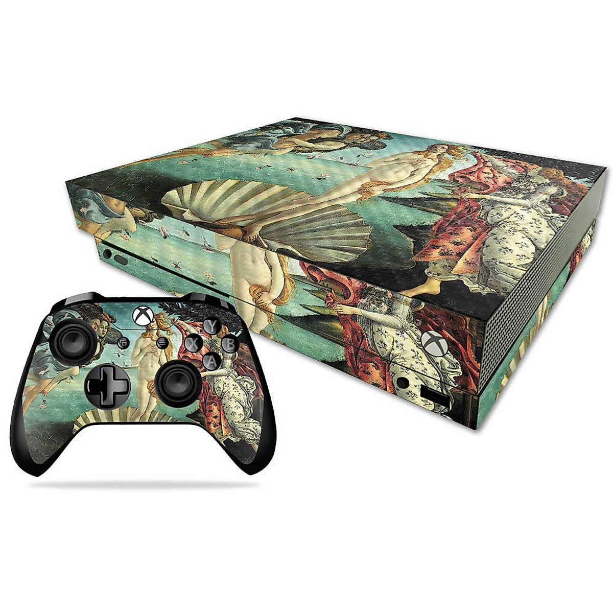 MightySkins Carbon Fiber Skin for Microsoft Xbox One X - Birth of Venus | Protective, Durable Textured Carbon Fiber Finish | Easy to Apply, Remove, and Change Styles | Made in The USA
