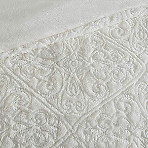 Madison Park Bismarck King Size Bed Comforter Set - Ivory, Embroidered Medallion – 3 Pieces Bedding Sets – Faux Fur Plush Bedroom Comforters (MP10-2001)