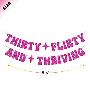 Hot Pink Thirty Flirty And Thriving Banner Talk Thirty to Me Banner for Women's 30th Birthday Party Decorations