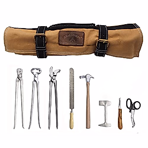 CHALLENGER 8 Piece Horse Shoe Farrier Hoof Grooming Tool Kit w/Carry Bag Tan 984K15