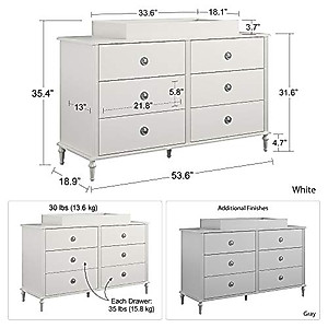 Little Seeds Rowan Valley Arden 6 Drawer Grey Changing Dresser