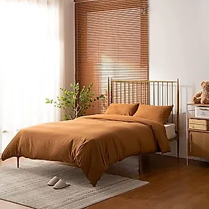 TOCOMOA Duvet Cover Queen Burnt Orange, 100% Microfiber Rust Comforter Cover Set, Ultra Soft 3 Pieces Bedding Set with 1 Duvet Cover and 2 Pillowcases