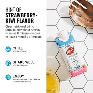 BOOST Soothe Clear Nutritional Drink – Cooling sensation - 300 Calories - 10 g Protein from Whey Protein Isolate - Hint of Strawberry Kiwi Flavor - 8 fl oz (Pack of 24)
