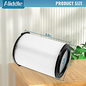 VF4000 Replacement Cartridge Filter for ridged 72947 Wet Dry Vac 5 to 20-Gallon 6-9 Gal husky Compatible with RV2400A RV2600B WD5500 WD0671，2 Pack