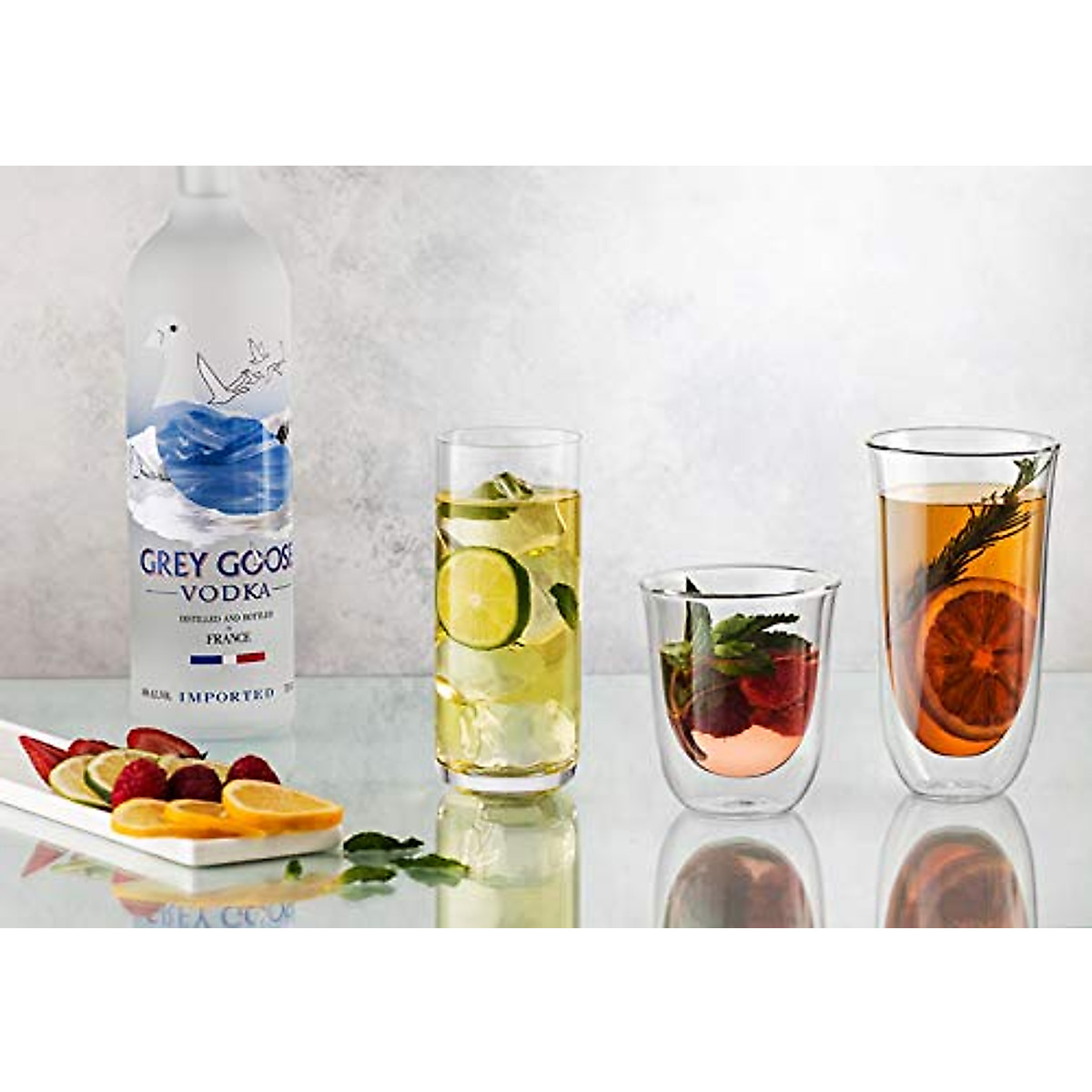 JoyJolt Spike Double Wall Glasses, Cocktail Beer Drinkware Glass Set of 2 - double walled glass 13.5 Ounces