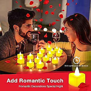 hatisan 2000 Pcs Artificial Rose Petal with 24 Pcs Romantic LED Candle Flameless Rose Petals for Romantic Night for Him Set, Romantic Candles Valentine's Day Anniversary Wedding Honeymoon (Heart)