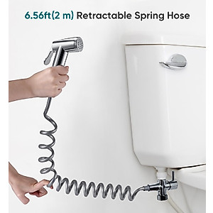 Ultra Light Bidet Toilet Sprayer Head Rustless Handheld Bidet Sprayer Cloth Bathroom Diaper Sprayer for Kitchen and Toilet (3PCS:Sprayer, Water Tank Hook, Spring Flexible Shower Hose)