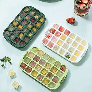 Silicone Ice Cube Tray with Lid and Storage Bin, Square Ice Tray for Freezer, 2 Pack Ice Cube Molds Set, Stackable Ice Trays with Covers for Drink, Cocktails, Whiskey (Color : Fruit Green)