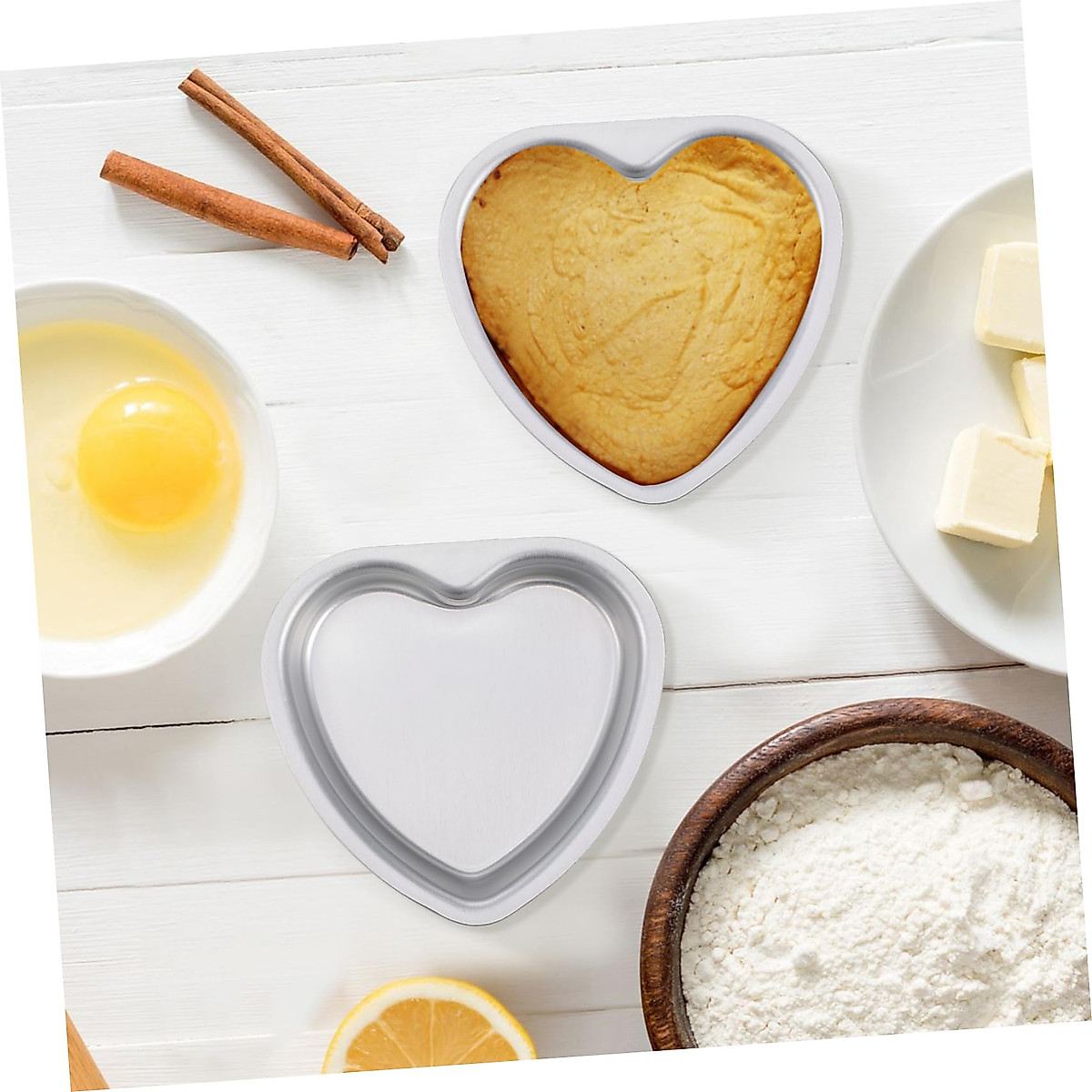 Luxshiny 5pcs Heart Cake Mold, Aluminum Heart Pans Heart Cake Pan Heart Shape Baking Pan for Cake Chocolate Dessert