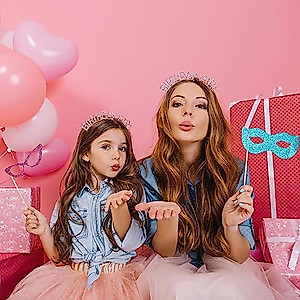 PAPARELA Birthday Crown Rose Gold Birthday Sash Rhinestone Tiara Set for Girl Headband Princess Crowns for Birthday Party Pageant Gifts for Women