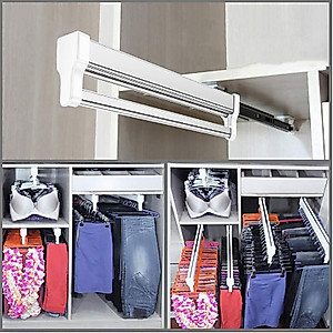 Pull Out Clothes Hanger Rod Adjustable Wardrobe Clothing Rail Hanger Rack Bar for Pants Clothes Stainless Steel (547mm/21.5inch)