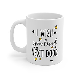 Personalized I Wish You Lived Next Door Mug with Custom Name City State, Long Distance Map Mugs, Best Friend Mug 11oz 15oz, Girlfriend, Boyfriend Friendship Moving Away Gifts, Grandma, Mom
