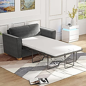 BALUS Pull Out Sofa Bed, Sleeper Sofa Bed with Memory Foam Mattress, 2-in-1 Pull Out Couch Bed for Living Room/Office, Loveseat Sleeper for Apartment/Small Spaces (Dark Grey, Twin)