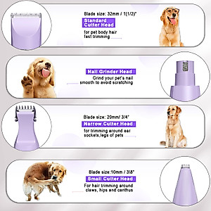 Veeconn Dog Grooming Clippers Kit-Electric Rechargeable Cat Trimmer Tools-Cordless Quiet Pet Nail Paw Grinder-4 in 1 Multifunctional Low Noise Shaver-Razor for feet Face Ears Toenail Eye