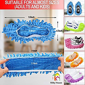 10 Pieces Microfiber Mop Slippers Shoes Cover Soft Washable Reusable Floor Polishing Dust Dirt Hair Men Women Sweeper Cleaning Mop Tool for House Office Bathroom Kitchen, Multicolored 5 Pairs