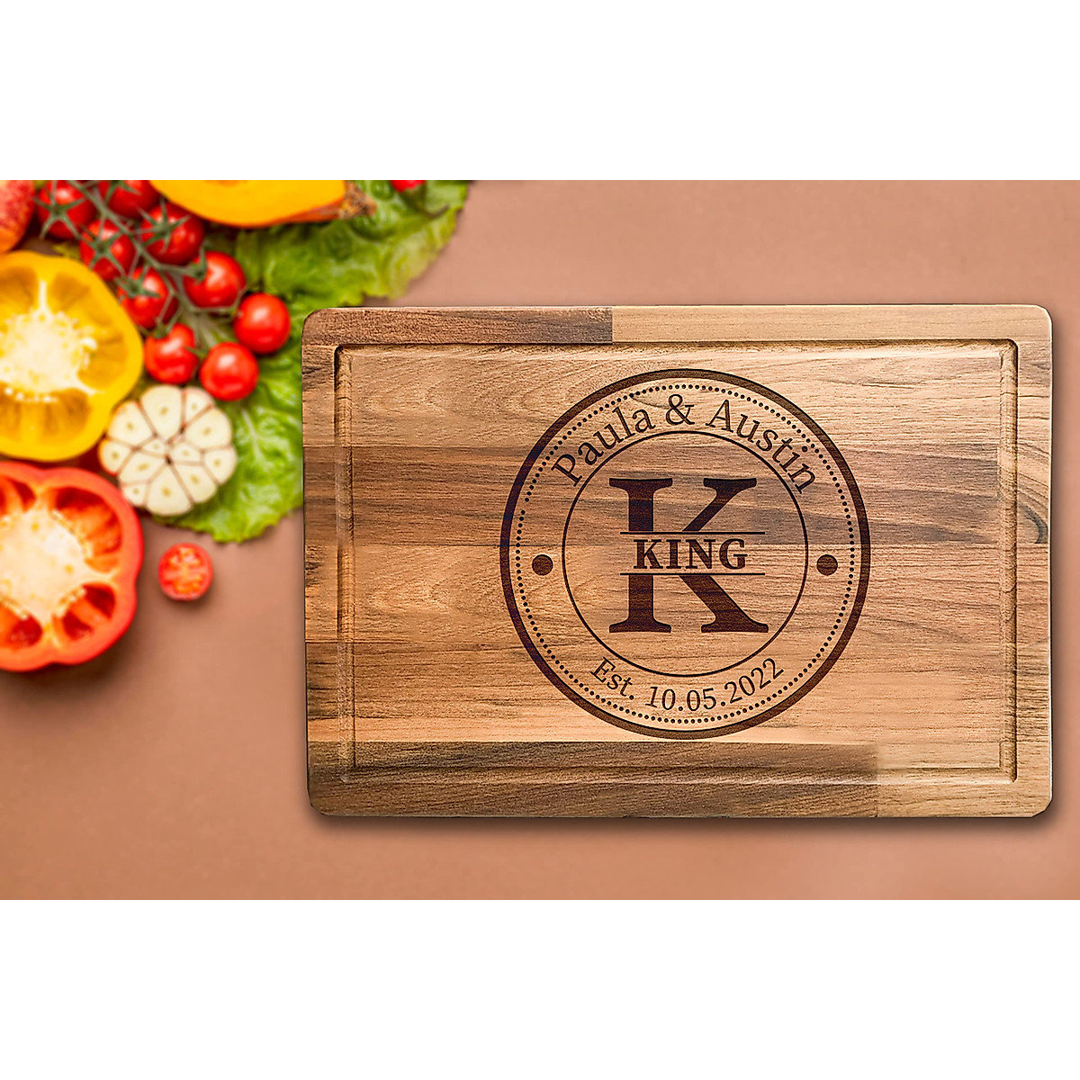 Personalized Cutting Board, Perfect Gifts for Couples or Parents, Customizable Christmas Gifts, Wedding, Anniversary, House Warming Gift Idea, Wooden Kitchen Decor New Homeowners (Bamboo, Large)