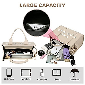 JBB Women Tote Bags PU Leather Cute Crossbody Travel School Office Beach Shoulder Handbags Hobo Satchel with Zipper Black