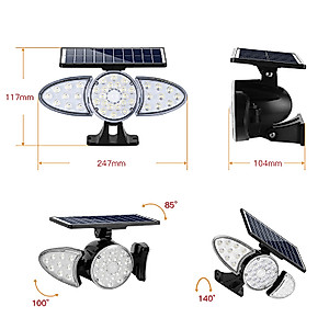 Led Solar Spotlight Home Garden Lighting Street Light Outdoor Human Body Induction Waterproof Wall Light from Dusk to Dawn, Suitable for Garden/Fence/Ditch, 2 Pieces