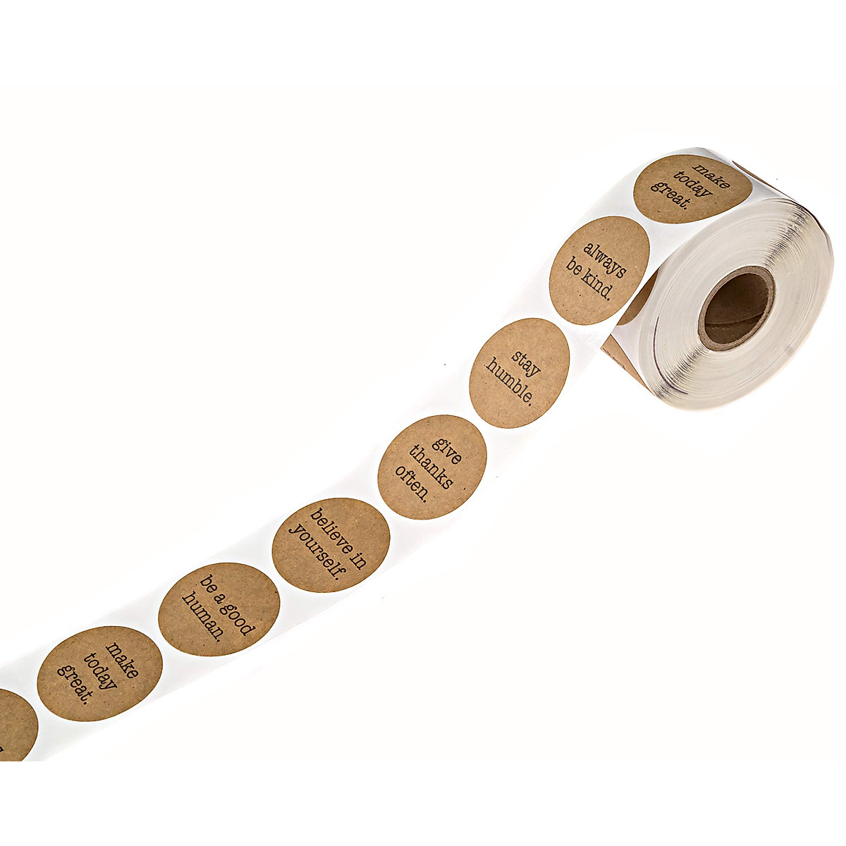 Be Kind Kraft Stickers / 500 Motivational Uplifting Stickers / 6 All Occasion Good Human Label Designs / 1.5" Round Brown Kraft Envelope Seals/Made in The USA