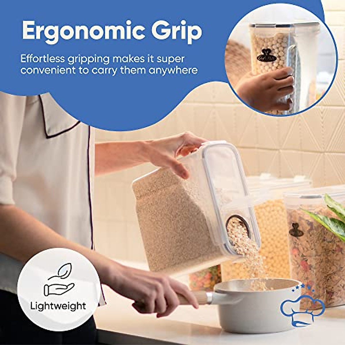 Cereal Containers Storage Set Large (4L,135.2 Oz), Airtight Food Storage Containers for Kitchen & Pantry Organization, Cereal Storage Container Set for Crunchiness, BPA Free Dispenser Keepers