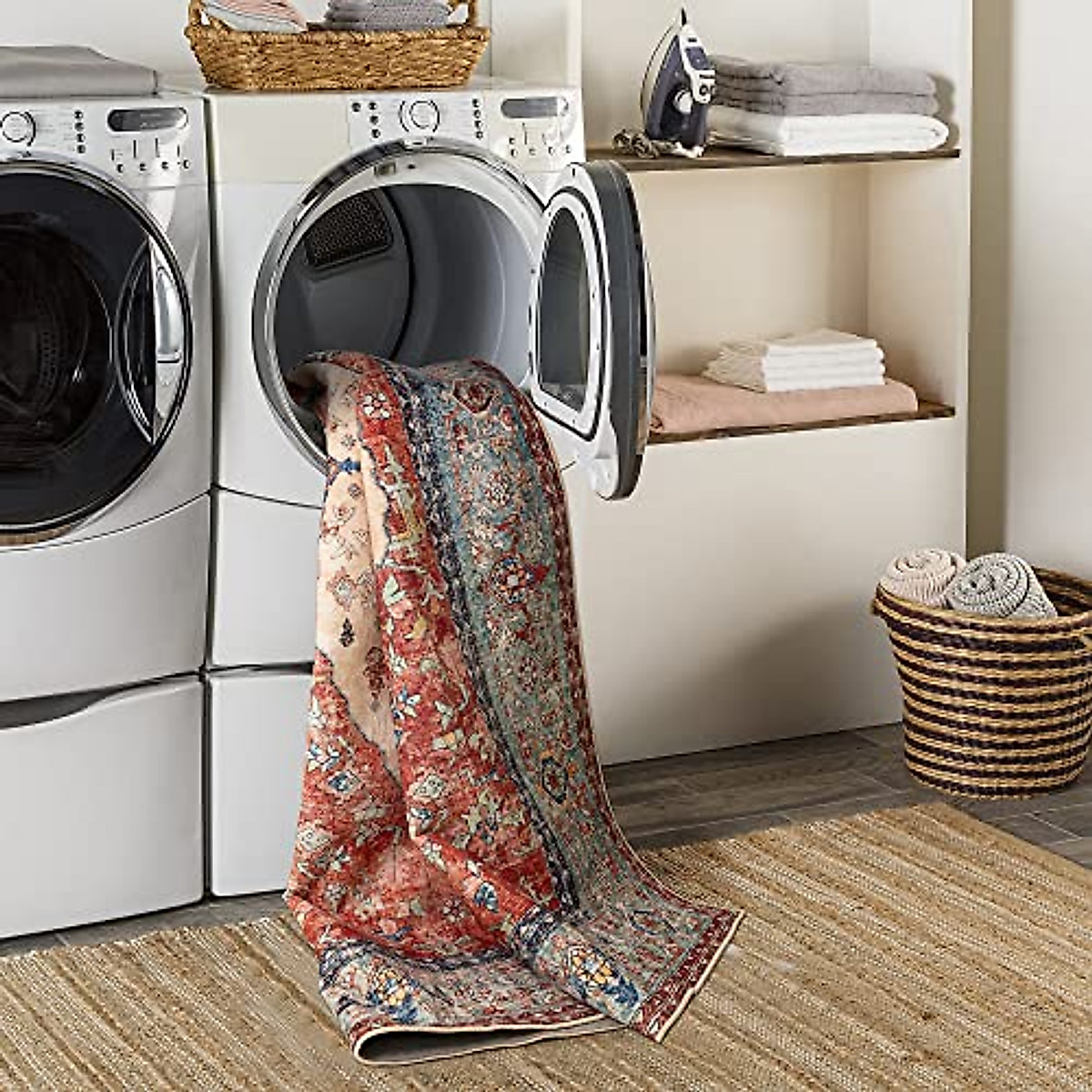 Valenrug Area Rug 5x7 - Stain Resistant Lightweight Washable Rug, Anti-Skid Rugs for Living Room, Boho Persian Area Rug(Multi, 5'x7')