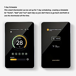 Smart WiFi Thermostat with App Control, IP20 Protection Transparent Screen 100-250VAC 1℃ Home Smart WiFi Thermostat with Screws for Water Heating (16A)