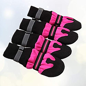 UKCOCO Pet Accessories 1 Set Pet Dog Warm Shoes Stylish Outdoor Dog Boots Anti- Slip Pet Dog Walking Shoes Comfortable Pet Dog Boots Cool Pet Dog Shoes for Autumn Winter Wearing Rosy Size S