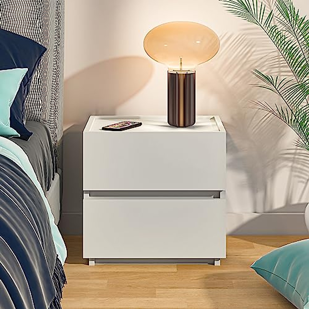furtble Stackable 2 Drawer Dresser, Small Dresser for Closet, Modern Nightstand for Bedroom, End Table with Storage Drawer for Entryway, Beside Furniture Drawer Chest, 15.8 in, White