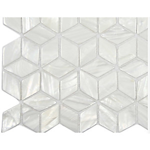 AFSJ White Rhombus Mother of Pearl Mosaic Tile for Bathroom/Kitchen/Spa Backsplash (6 Sheets)