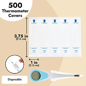 Juvale 500-Pack Disposable Digital Thermometer Probe Covers - Oral, Rectal, Armpit Temperature Reading Sheath Sleeves