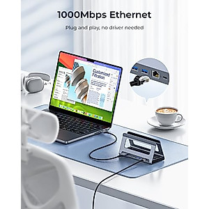 USB C Docking Station Dual Monitor for MacBook Pro/Air, USB C Dock Dual HDMI, Dual HDMI for Mac, Docking Station Stand with 10Gbps USB C/USB, PD3.0, RJ45, USB/USB C 3.0,2*USB2.0, SD/TF, Audio