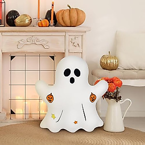 OurHonor 16.5" Ghost Pillow Halloween Throw Pillows Cute Stuffed Animals Plush, Ghosts Shaped Spooky Plushies Doll Toy Decorative for Home Party Decor (Pumpkin)