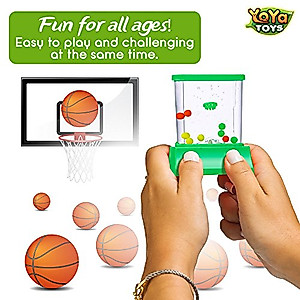 YoYa Toys Handheld Games - Miniature Aqua Arcade Set with Fish Ring Toss & Basketball, Handheld Toys for Kids & Adults, Retro Pastime Games, Original Waterful Ring Toss in Gift Box