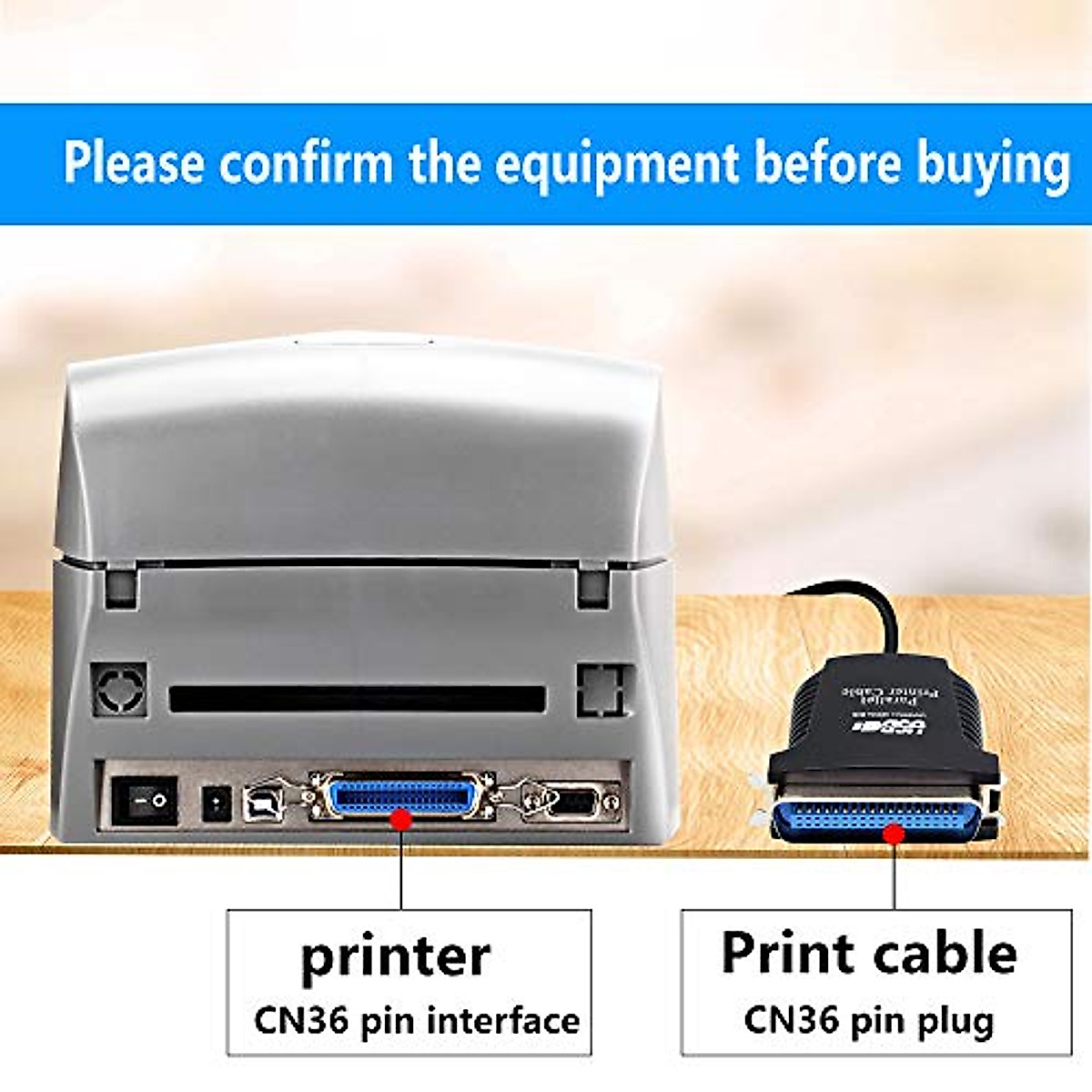 SinLoon USB to Parallel Port Adapter USB to IEEE1284 CN36 Parallel Printer Cable Adapter for Printer (2.8FT)