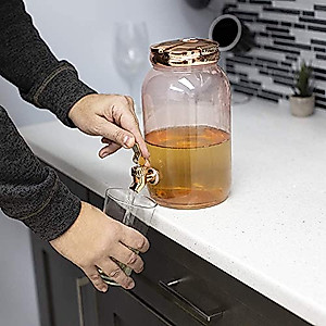 Drink Dispenser, Rose Gold (Single Pack) By Home Basics | Plastic Drink Dispenser, With Spigot and Carrying Lid