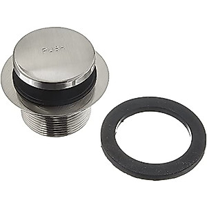 Westbrass 593244-07 14" x 1-1/2" White Tubular Bathtub Waste & Overflow Assembly with Tip-Toe Drain Plug and 2-Hole Faceplate, 1-Pack, Satin Nickel