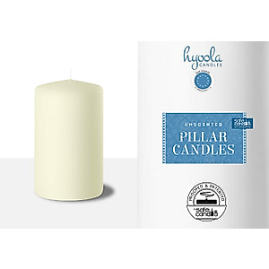 HYOOLA Ivory Pillar Candles 2x3 Inch - Unscented Pillar Candles - Set of 4 - European Made