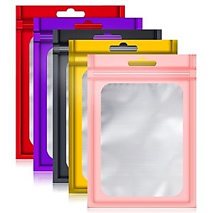 ODDIER 5 colors Matte Foil Mylar Resealable Ziplock Bag,Each Size 20pcs Slider Seal Technology Storage Bags Grip Food Containers Organization ,Plastic Packaging Bags for Party Favor Food