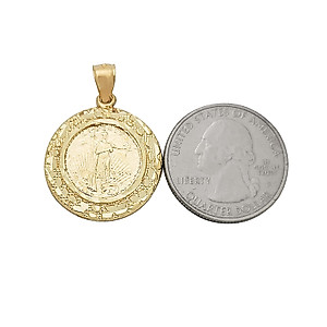 Walking Liberty Coin And Bezel Pendant 10K Yellow Gold