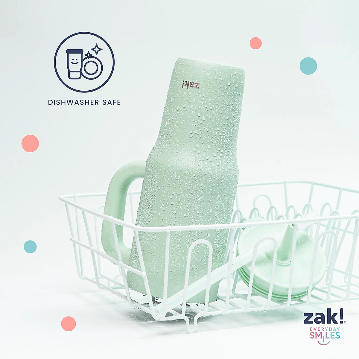 Zak Designs Sutton Travel Tumbler for On the Go, 40oz Stainless Steel with Vacuum Insulation, Silicone Straw, and Carry Handle for Cold Drinks (Icicle Mint Green)