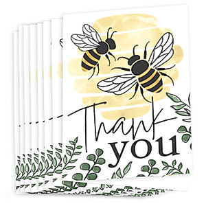 Big Dot of Happiness Little Bumblebee - Bee Baby Shower or Birthday Party Thank You Cards (8 count)