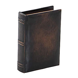 Deco 79 Wood Faux Book Box with Faux Leather Detailing, Set of 3 13", 10", 8"H, Brown